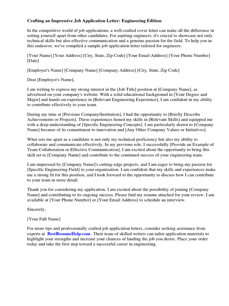 Job Application Letter Sample Engineering | PDF | Résumé | Engineering