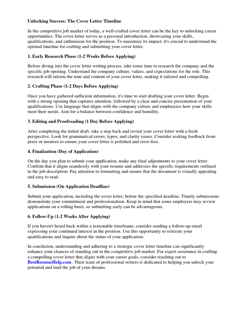 Cover Letter Timeline | PDF | Sales | Résumé