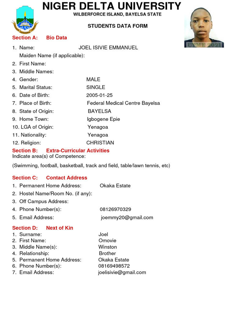 Section A: Bio Data | PDF