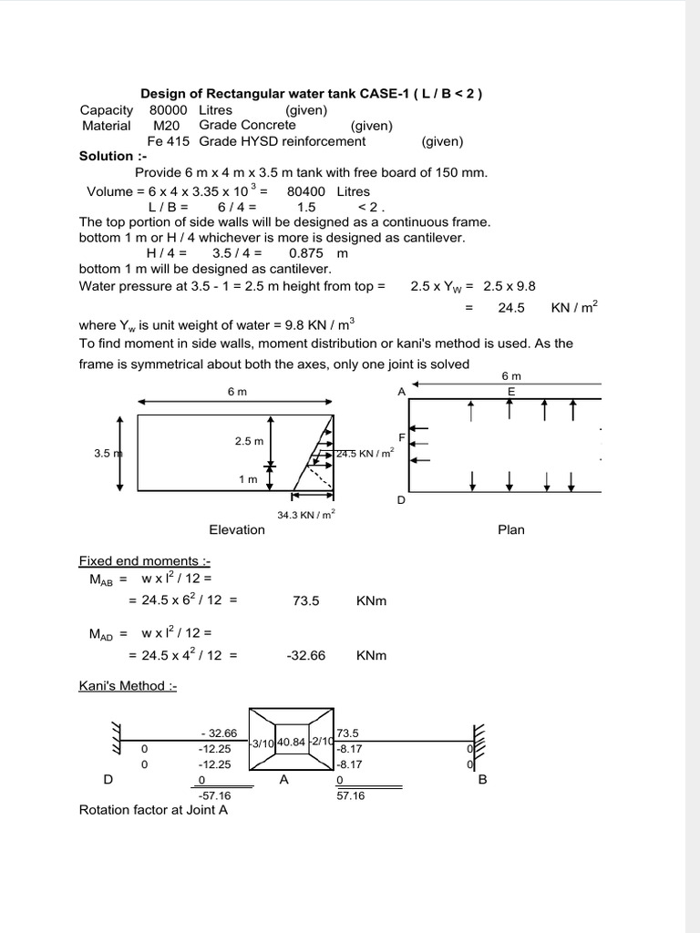 Vdocuments - MX - Design of Rectangular Water Tank 1 | PDF | Physical Sciences | Building Materials