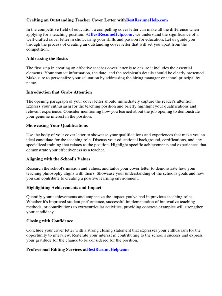 Cover Letter For Job Application Teacher | PDF | Teachers | Résumé