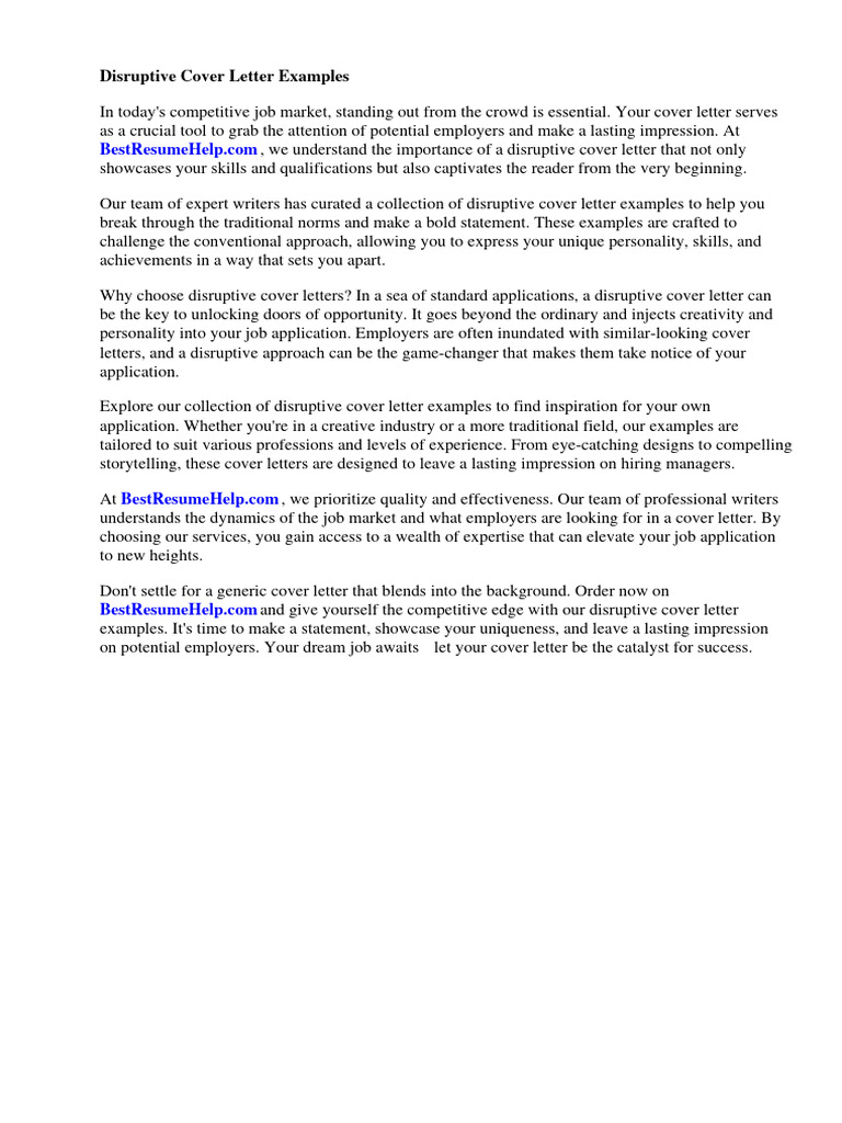 Disruptive Cover Letter Examples Guide | PDF | Recruitment | Expert