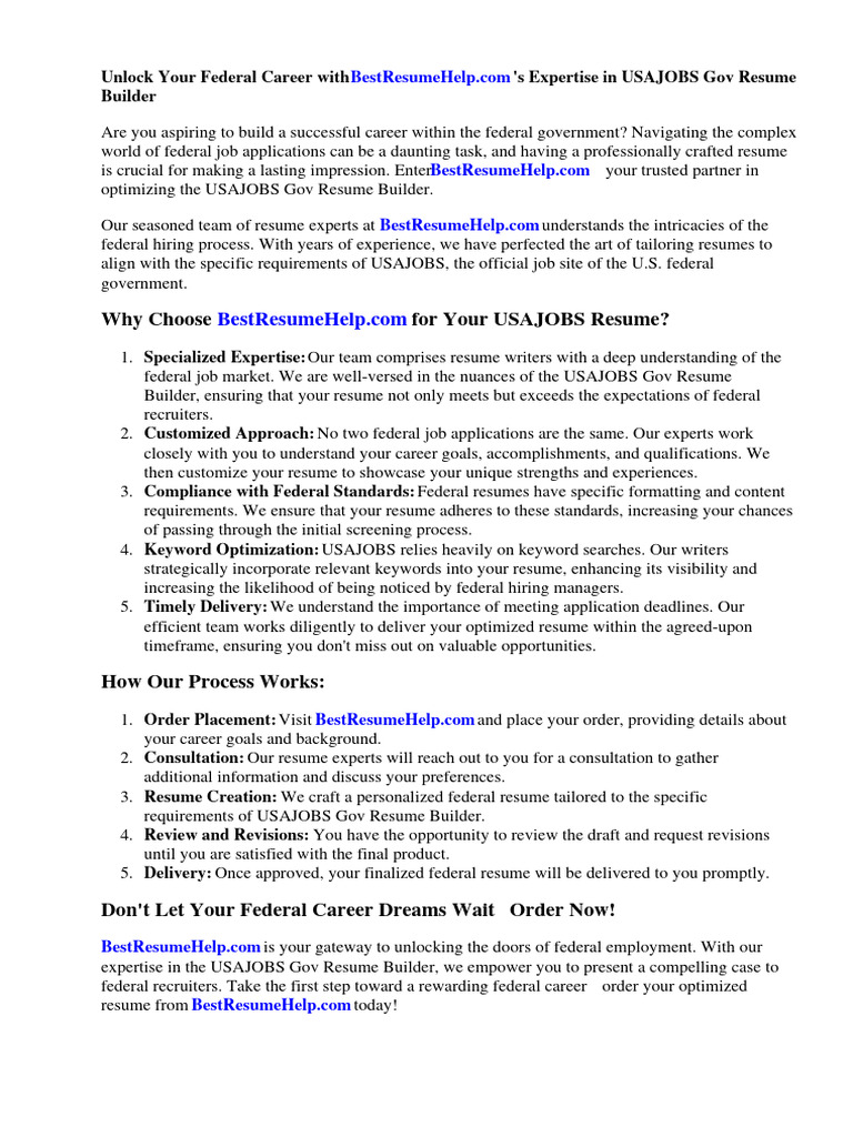 Usajobs Gov Resume Builder | PDF | Career & Growth | Business
