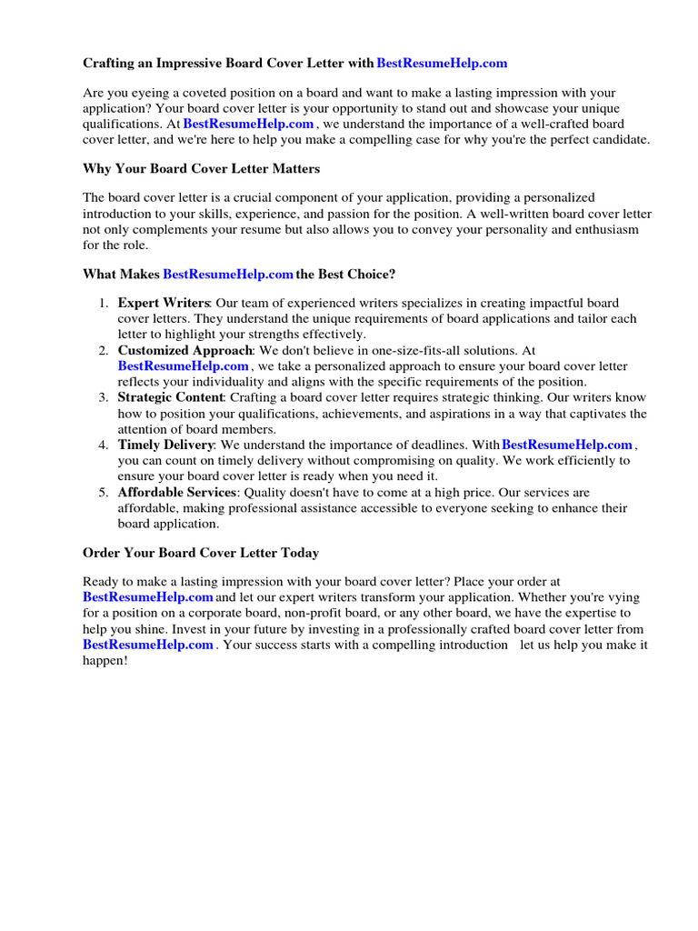 Board Cover Letter | Download Free PDF | Experience | Leadership