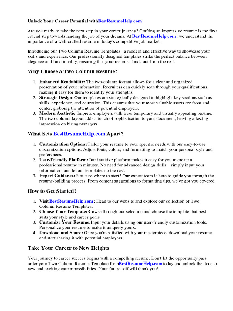 Two Column Resume Template | PDF | Résumé | Page Layout
