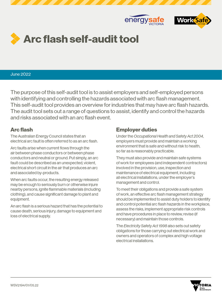 Arc Flash Management Self-Audit Tool | PDF | Personal Protective ...