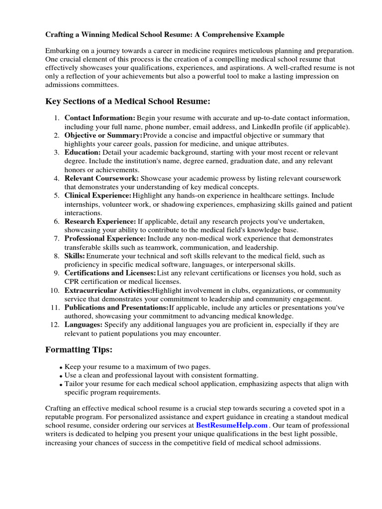 Medical School Resume Example | PDF | Résumé | Medical School
