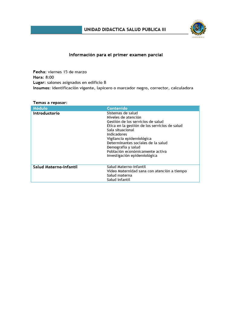 Información Primer Parcial 2024 | PDF