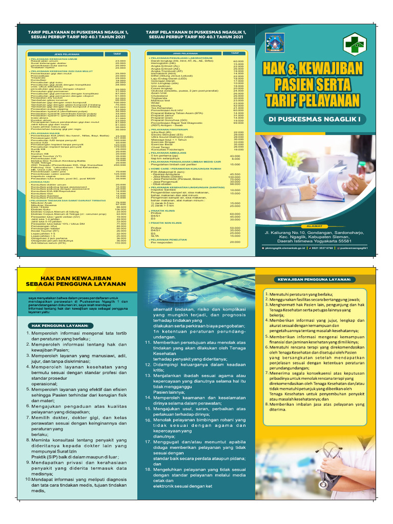 Tarif & Layanan Puskesmas Ngaglik 1 | PDF