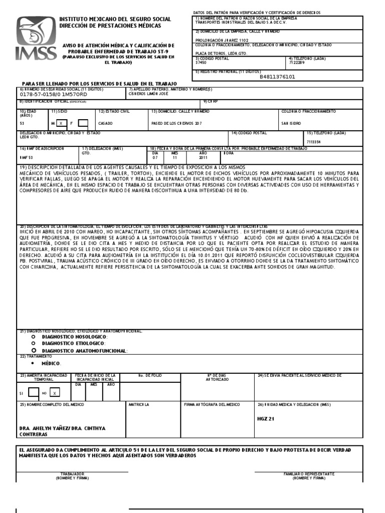 FORMATOS SALUD EN EL TRABAJO IMSS ST7, ST9,, 48% OFF