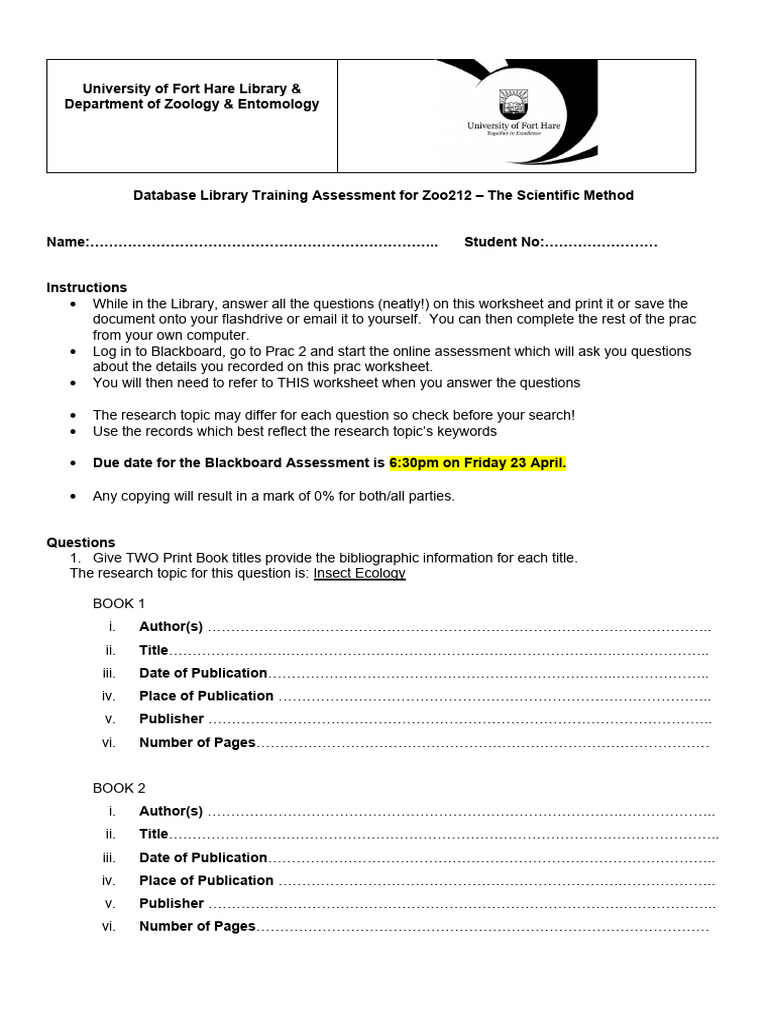 Zoo212 - The Scientific Method (Prac 2) - Library search and reference ...