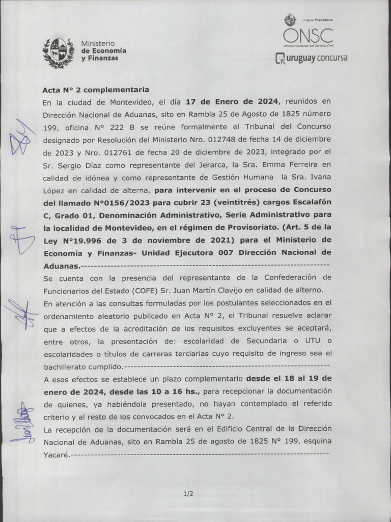 Acta N - 2 Complementaria | PDF