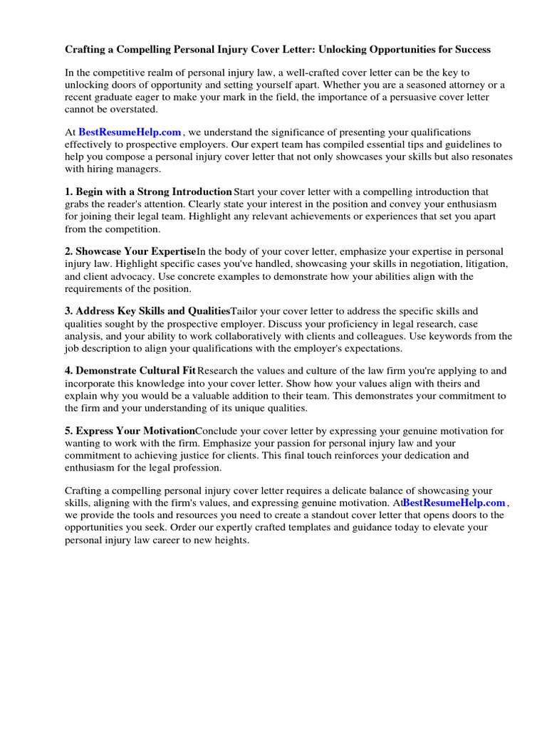 Personal Injury Cover Letter Guide | PDF | Risk Management | Risk