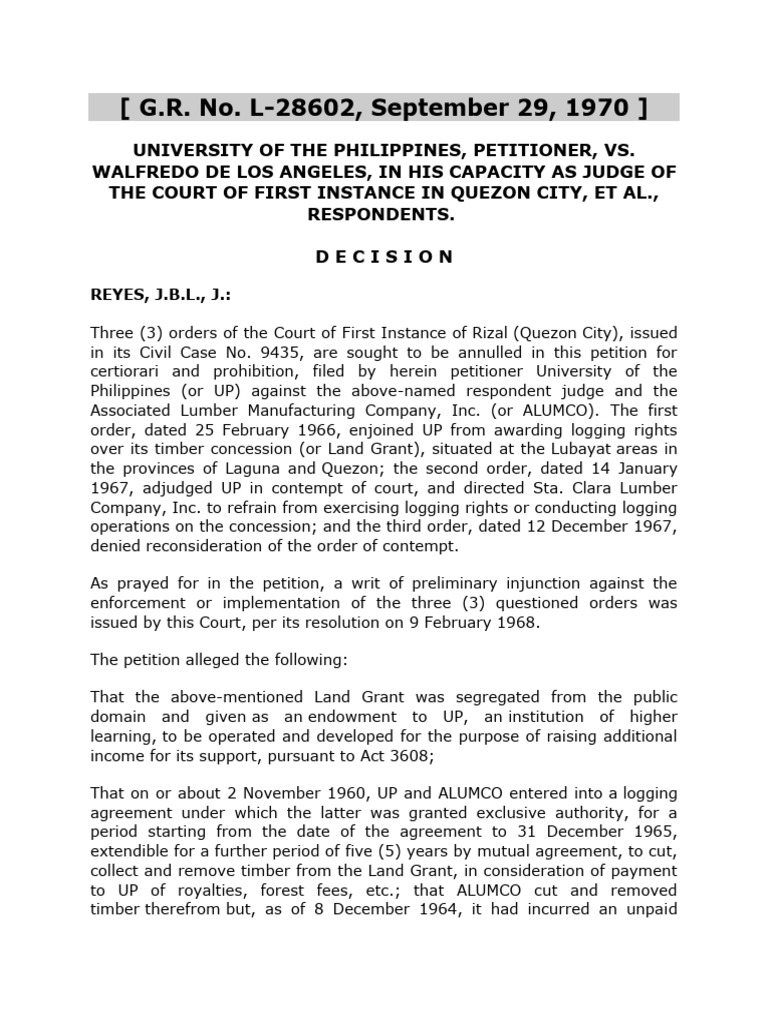 UP v. De los Angeles | PDF | Injunction | Judgment (Law)