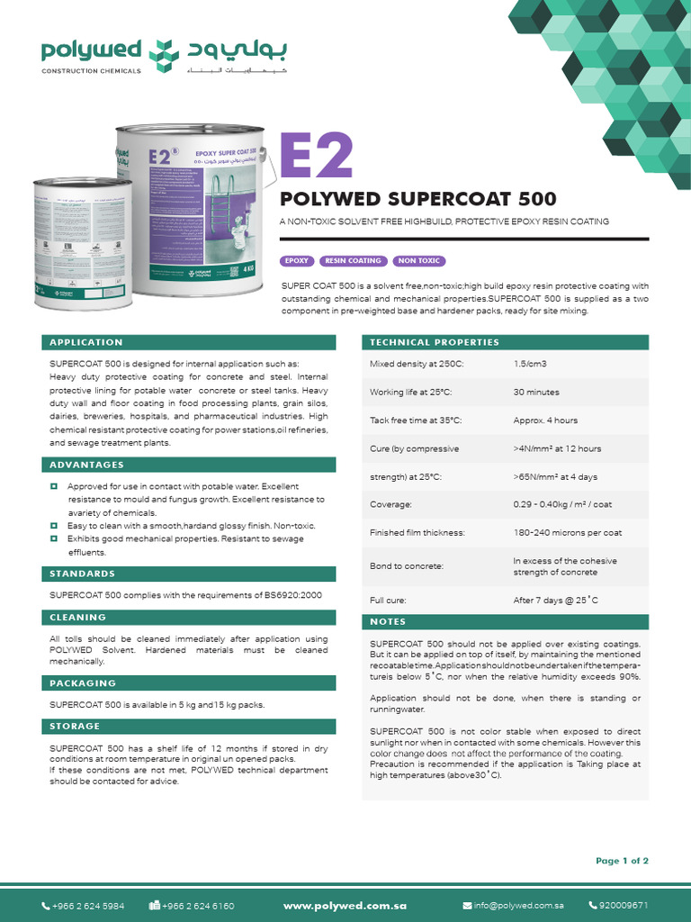 Polywed Supercoat 500: Technical Properties Application | PDF | Epoxy ...
