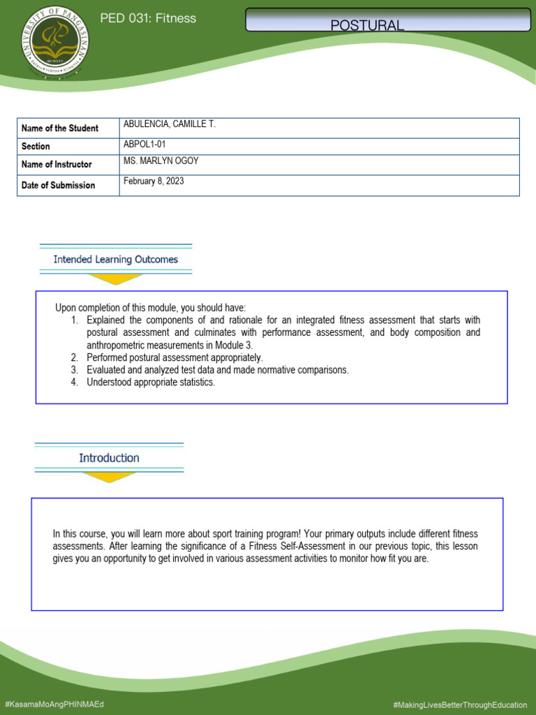 Module-2-POSTURAL-ASSESSMENT | PDF | Anatomical Terms Of Motion | Foot