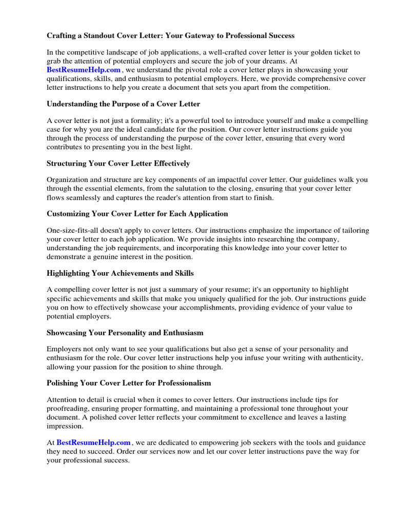 Cover Letter Instructions | PDF | Résumé