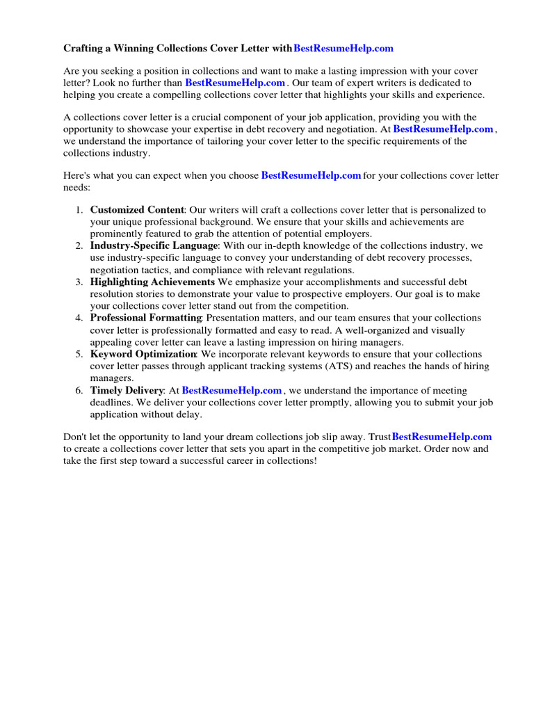 Collections Cover Letter Guide | PDF | Loans | Credit