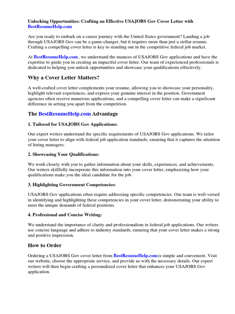Usajobs Gov Cover Letter Sample | PDF | Résumé