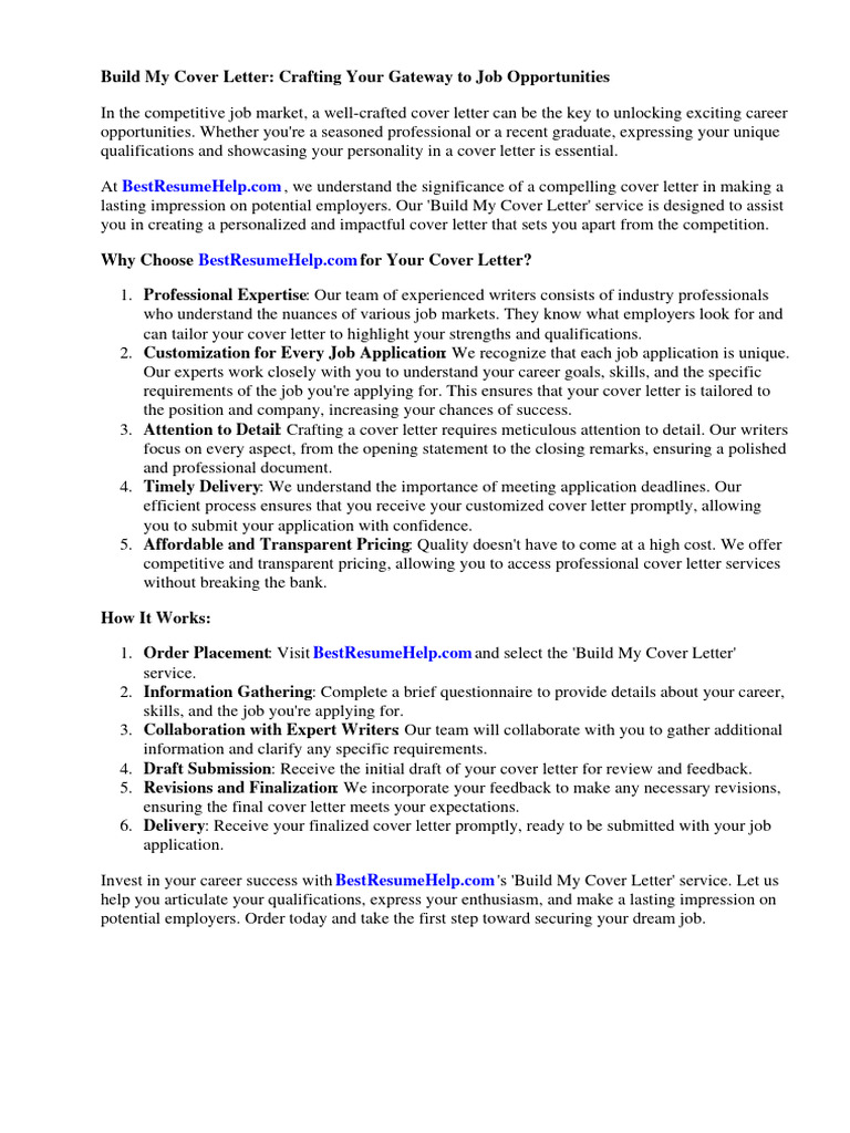 Build My Cover Letter | PDF | Résumé | Http Cookie