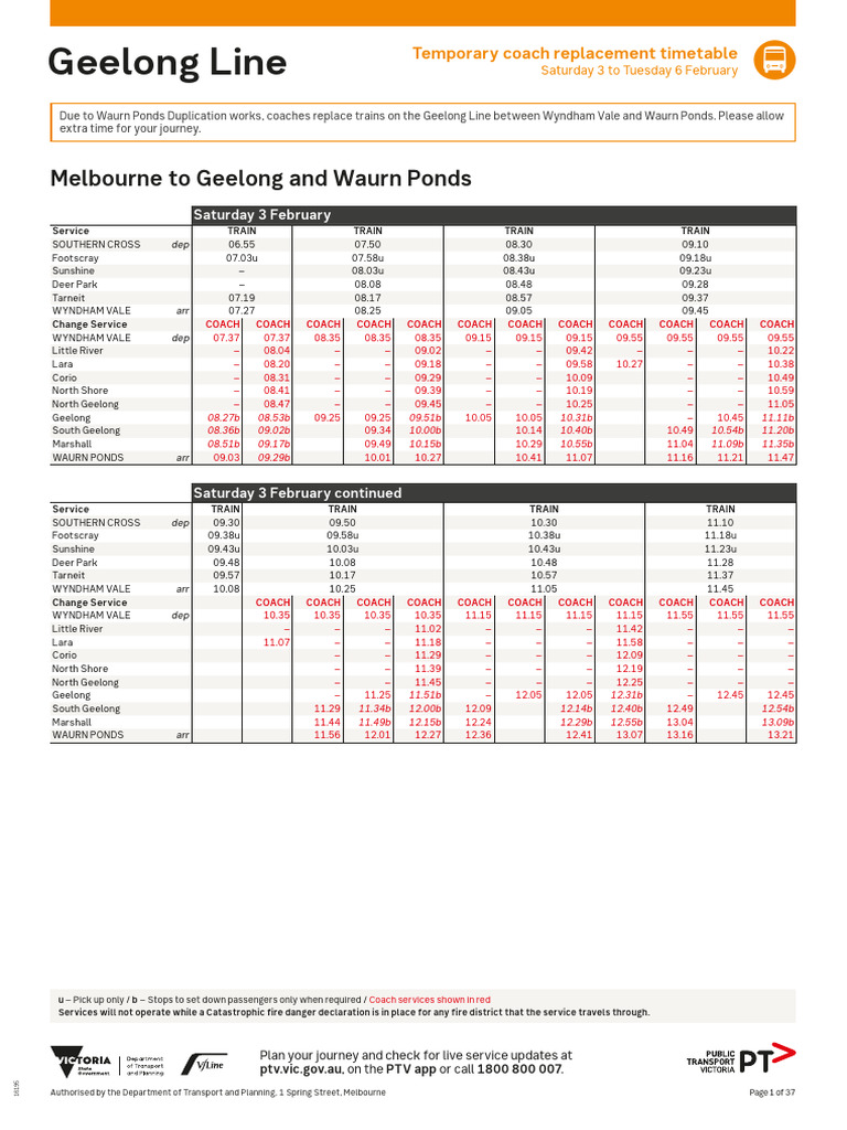 100 Geelong Waurn Ponds Temp Timetable Web 03 060224 v1 | PDF ...