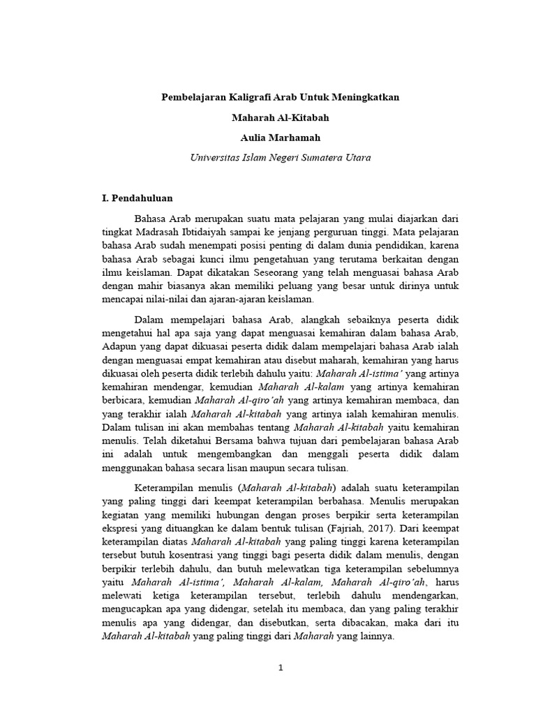Meningkatkan Maharah Al-Kitabah melalui Kaligrafi | PDF | Seni ...