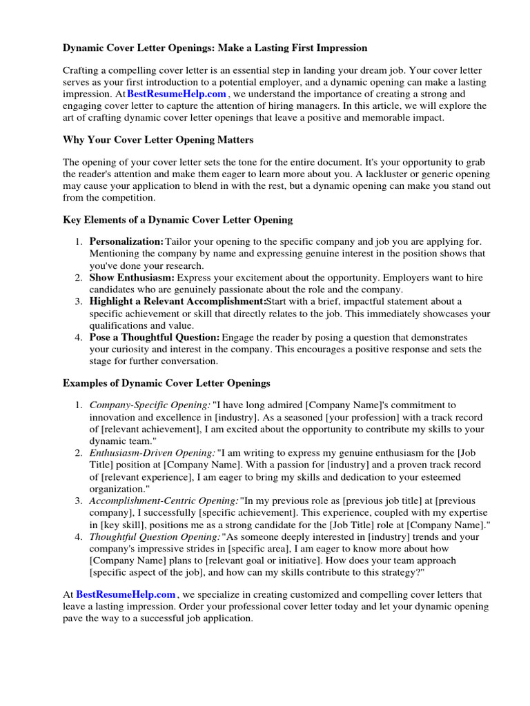 Dynamic Cover Letter Openings | PDF | Résumé | Recruitment