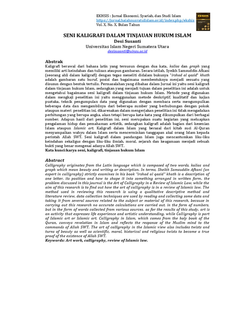 Revisi Jurnal Desi Kaligrafi | PDF | Agama & Spiritualitas