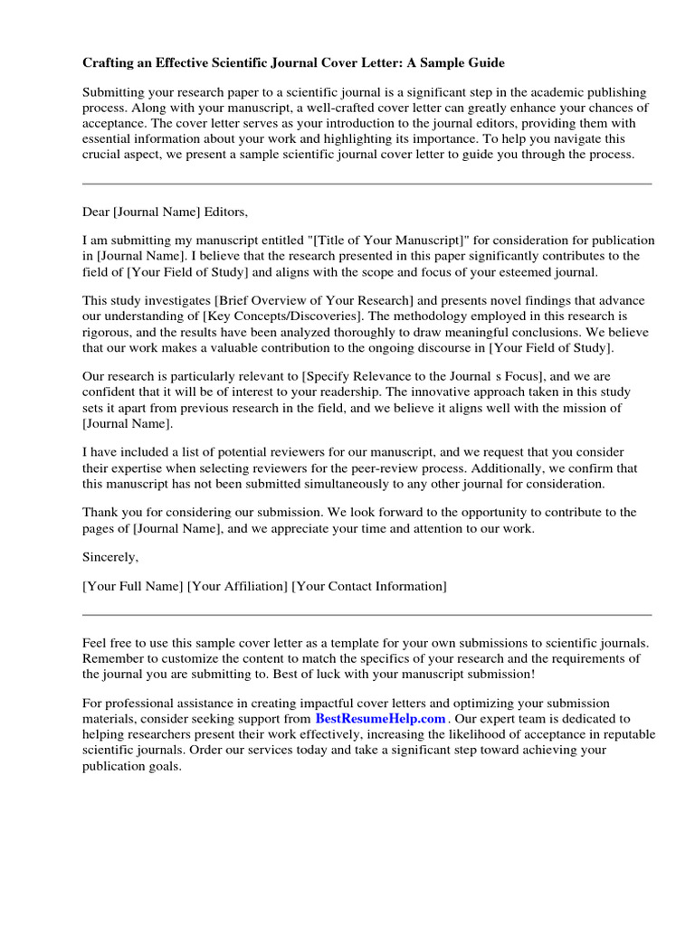Scientific Journal Cover Letter Sample | PDF | Academic Journal | Editing