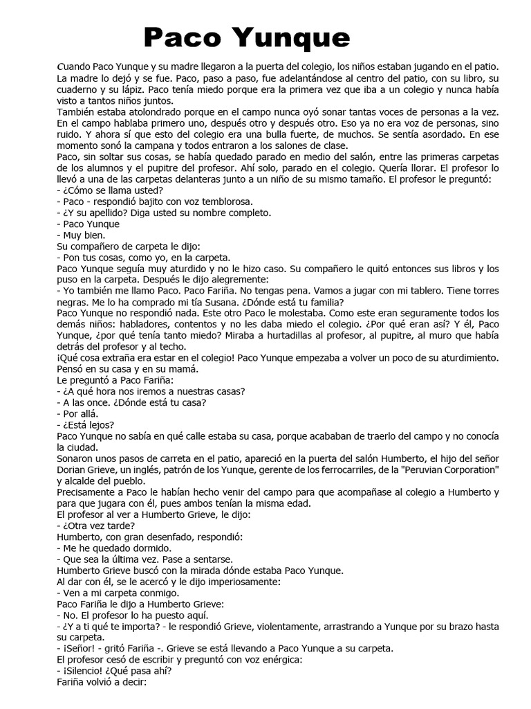 Introducción a "Paco Yunque" | PDF | Arte