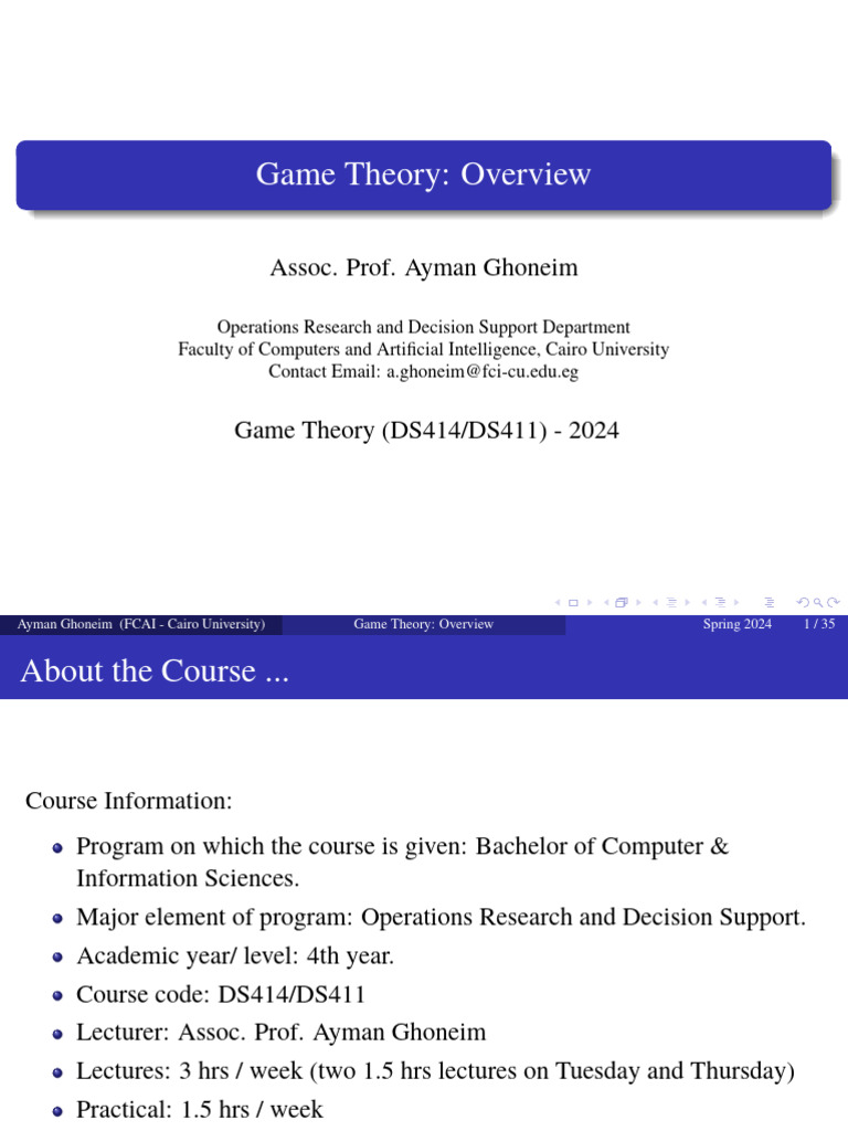Lecture 1 | PDF | Game Theory | Rationality