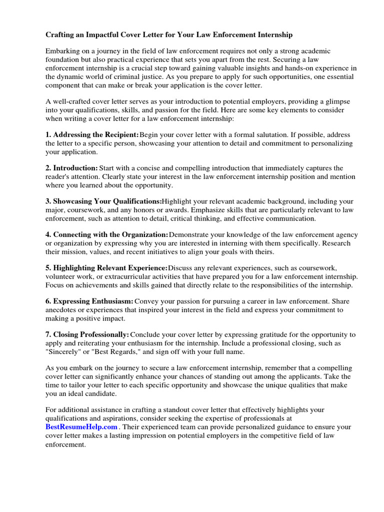 Cover Letter For Law Enforcement Internship | PDF | Résumé | Internship