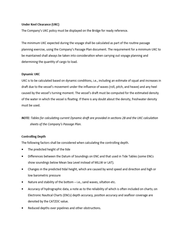 S5.11 UKC and Air Draft | PDF