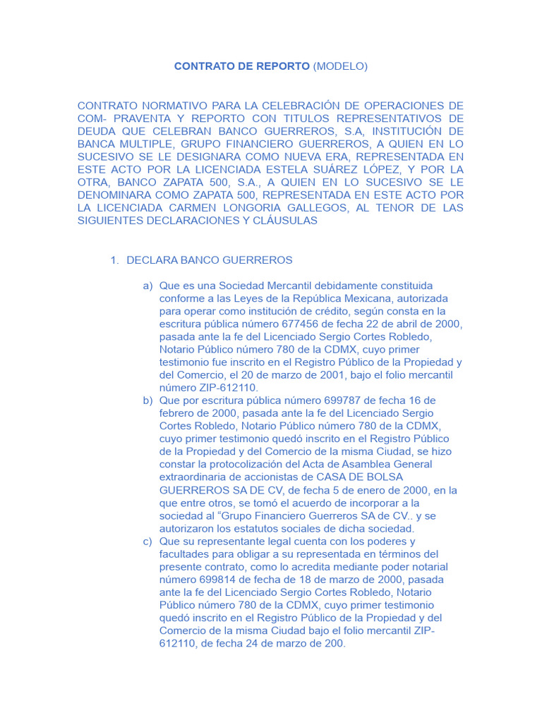 CONTRATO DE REPORTO | PDF | Business | Economias