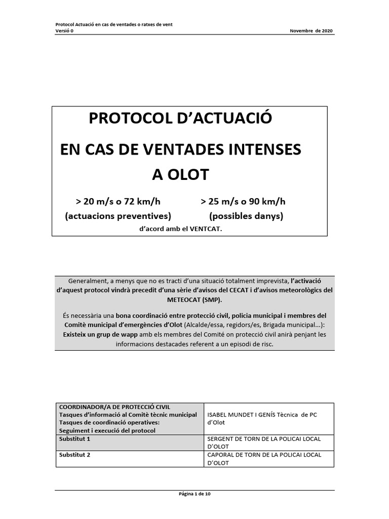 Protocol Actuacio Ventades - OLOT | PDF