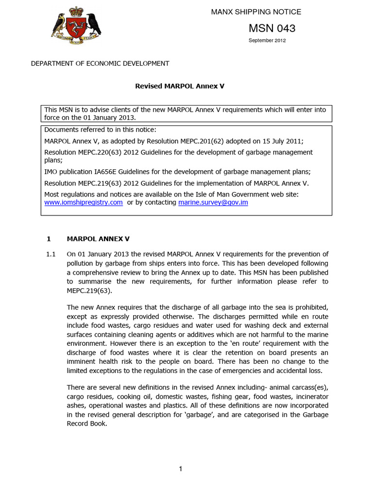 Marpol Annex V Garb | PDF | Municipal Solid Waste
