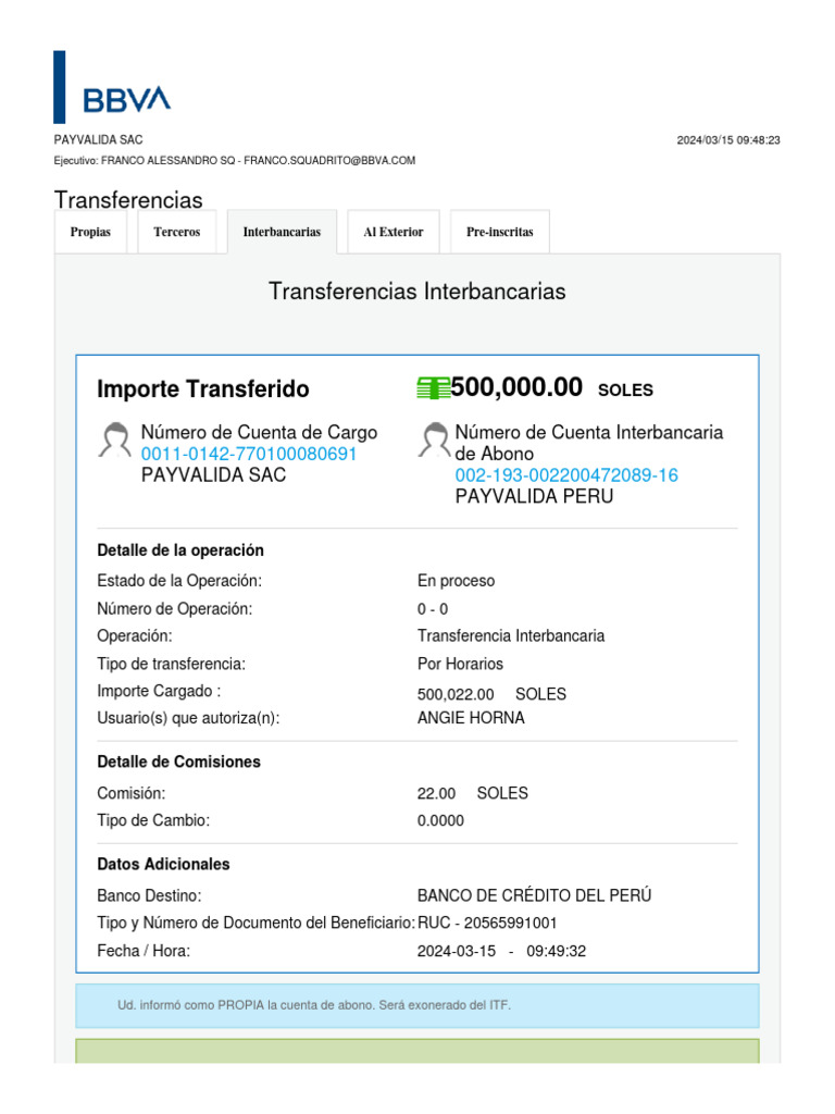 (BBVA) Transferencias | PDF