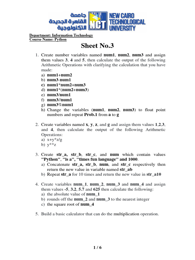 sheet No.3+solution+summary | PDF | Numbers | Exponentiation