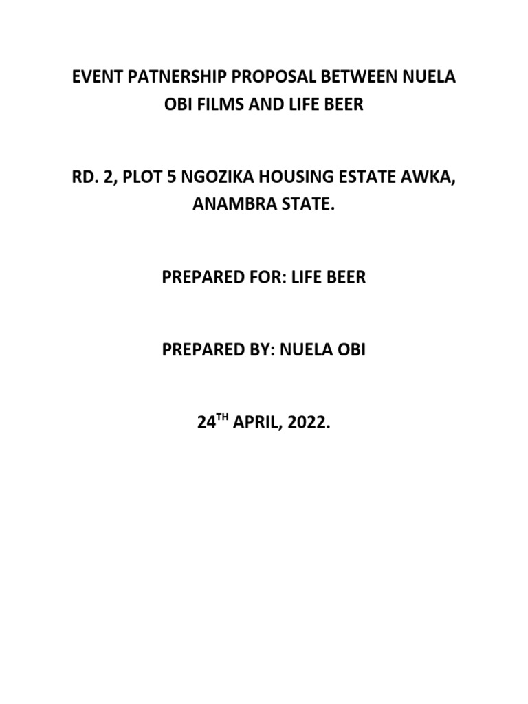 Patnership Proposal To Life Beer | PDF | You Tube | Business