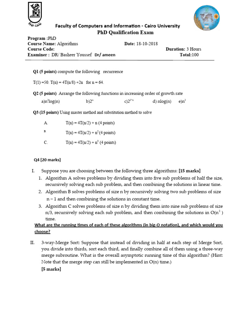 Final - Exam - 2018 - PHD | PDF | Computational Science | Theoretical ...