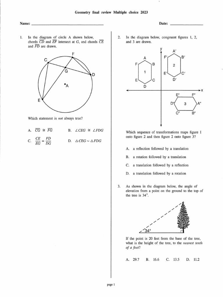 Kami Export - Geometry Final Review - May-04-2023 | PDF | Triangle | Circle
