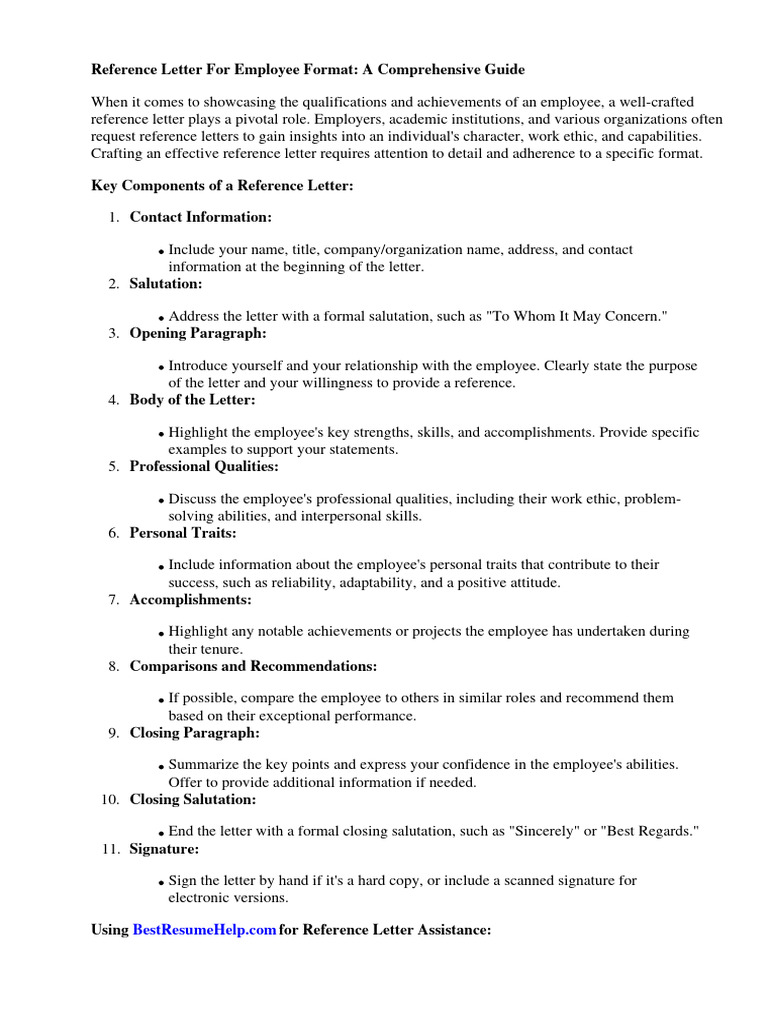 Employee Reference Letter Guide | PDF | Employment | Information