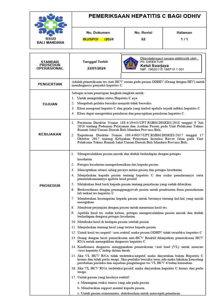 SPO Pemeriksaan Hepatitis C Pada ODHIV | PDF | Pengembangan Diri | Sains & Matematika