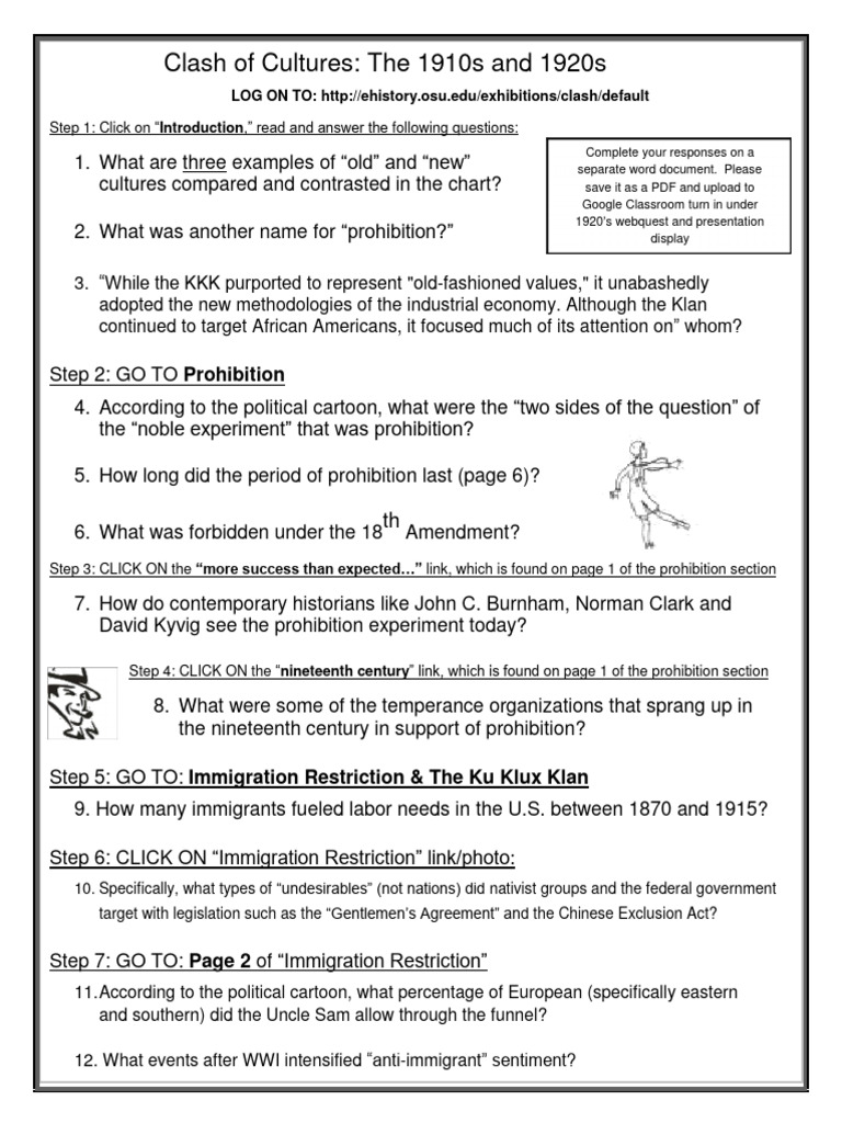 Clash of Cultures - 1910s-1920s Webquest - 23 | PDF | Ku Klux Klan ...