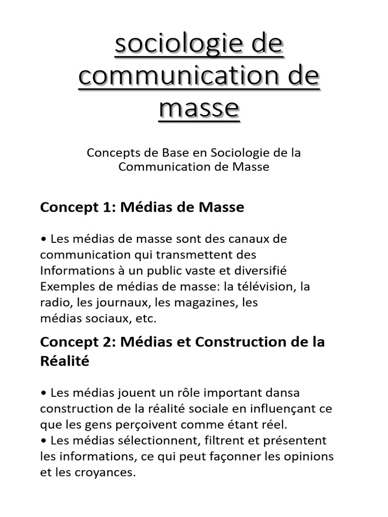Sociologie de Communication de Masse | PDF | Publicité | Média ...