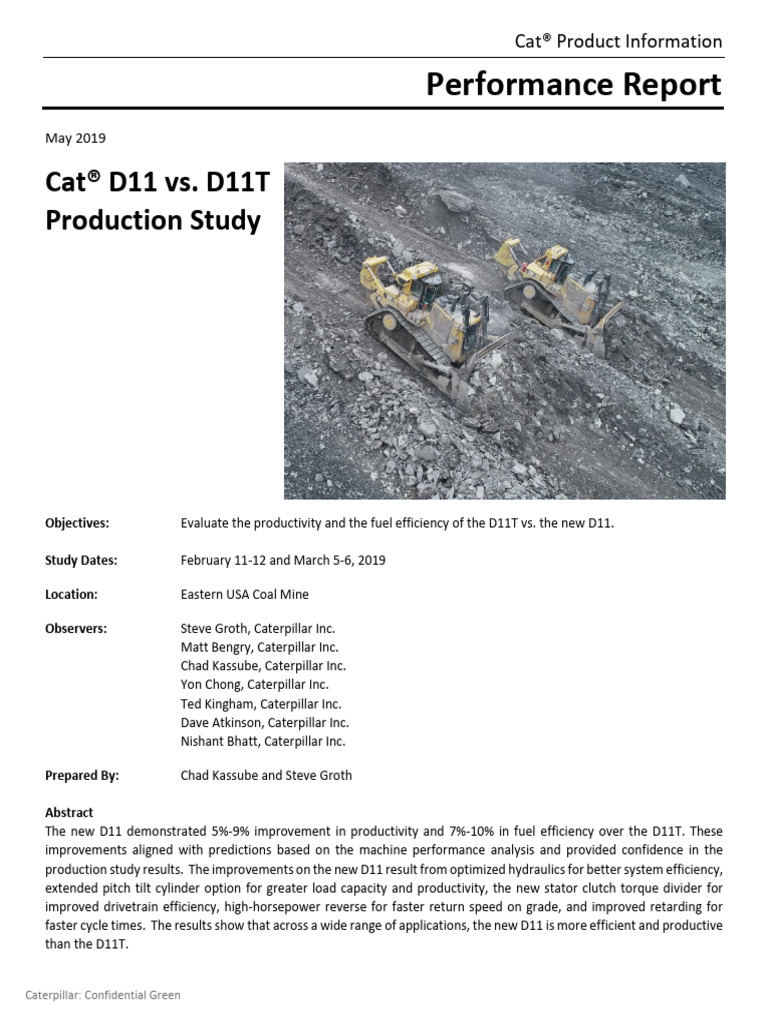 D11 vs. D11T Performance Report | PDF | Tractor | Volume