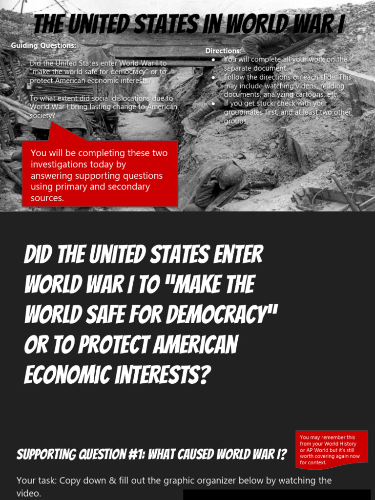 Historical Investigation - The United States in World War I | PDF