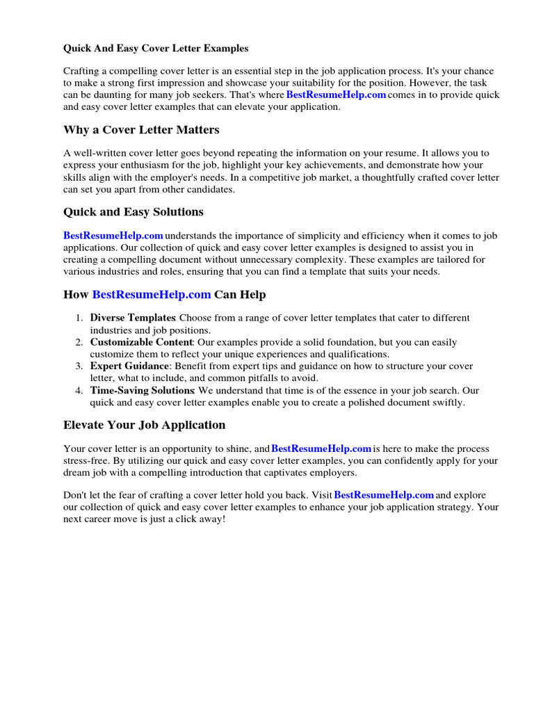 Quick and Easy Cover Letter Examples | PDF | Scrum (Software ...
