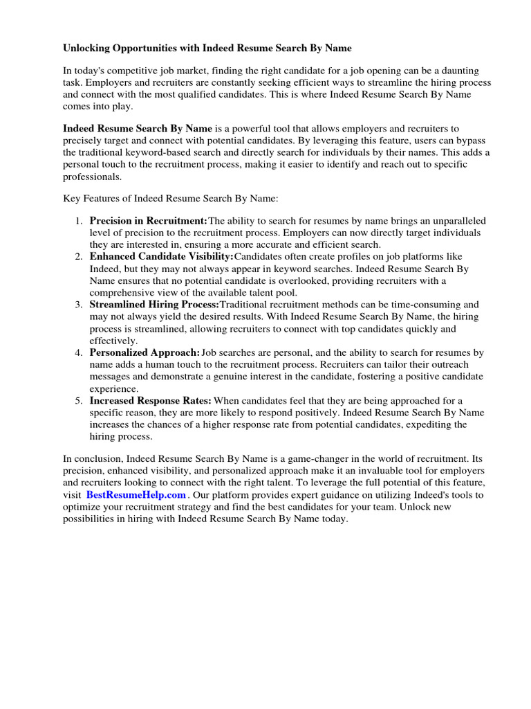 Indeed Resume Search by Name | PDF | Résumé | Recruitment