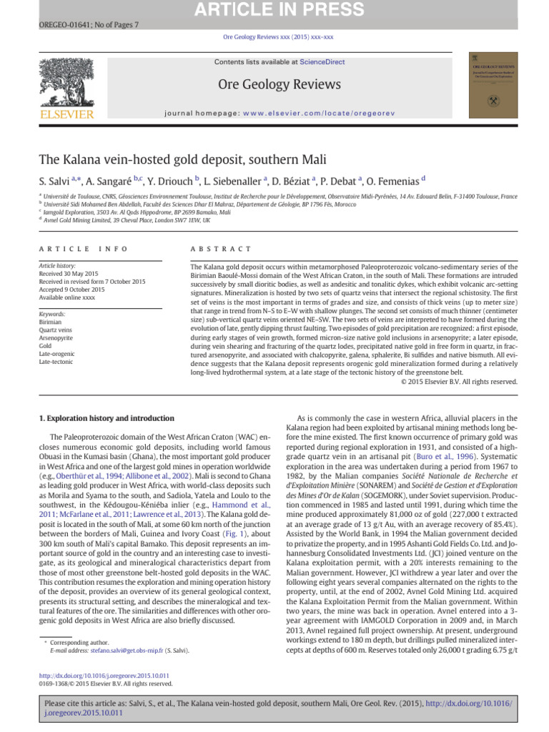 Kalana Gold Deposit Overview | PDF | Fault (Geology) | Petrology